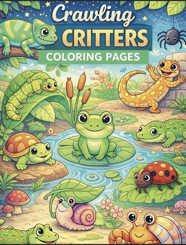 Crawling Critters Coloring Pages | Reptile, Bug Printable for Kids (PDF ...