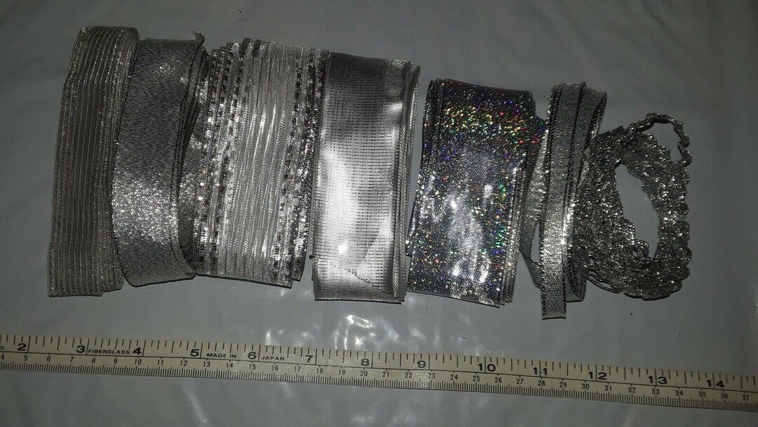 Ribbons, Wired Ribbon, Silver Ribbons, 21 Yards, Crafts, Ribbon Kit ...