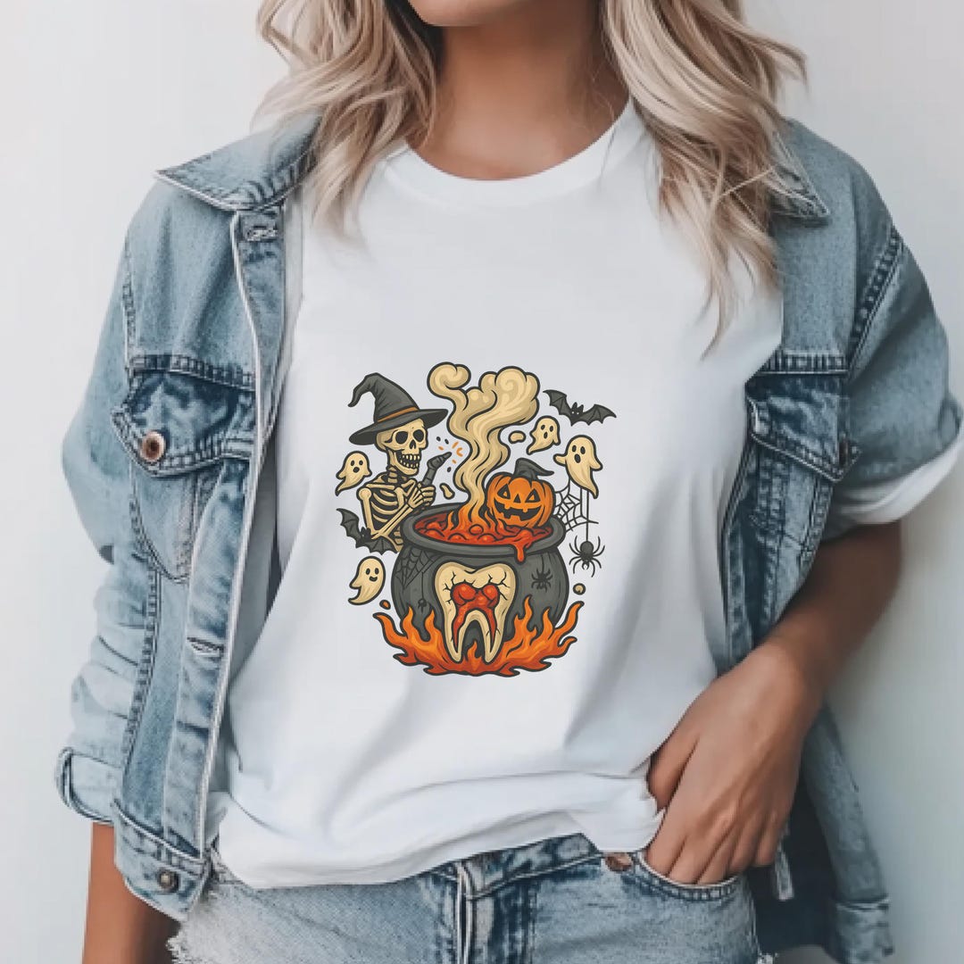 Comfort Colors, Halloween Skeleton Dentist T-shirt, Ghost Bat Fiery ...