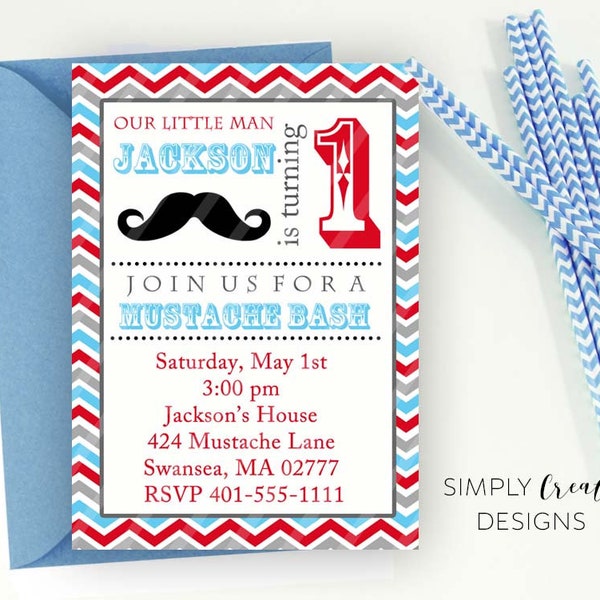 Mustache Invite - Etsy