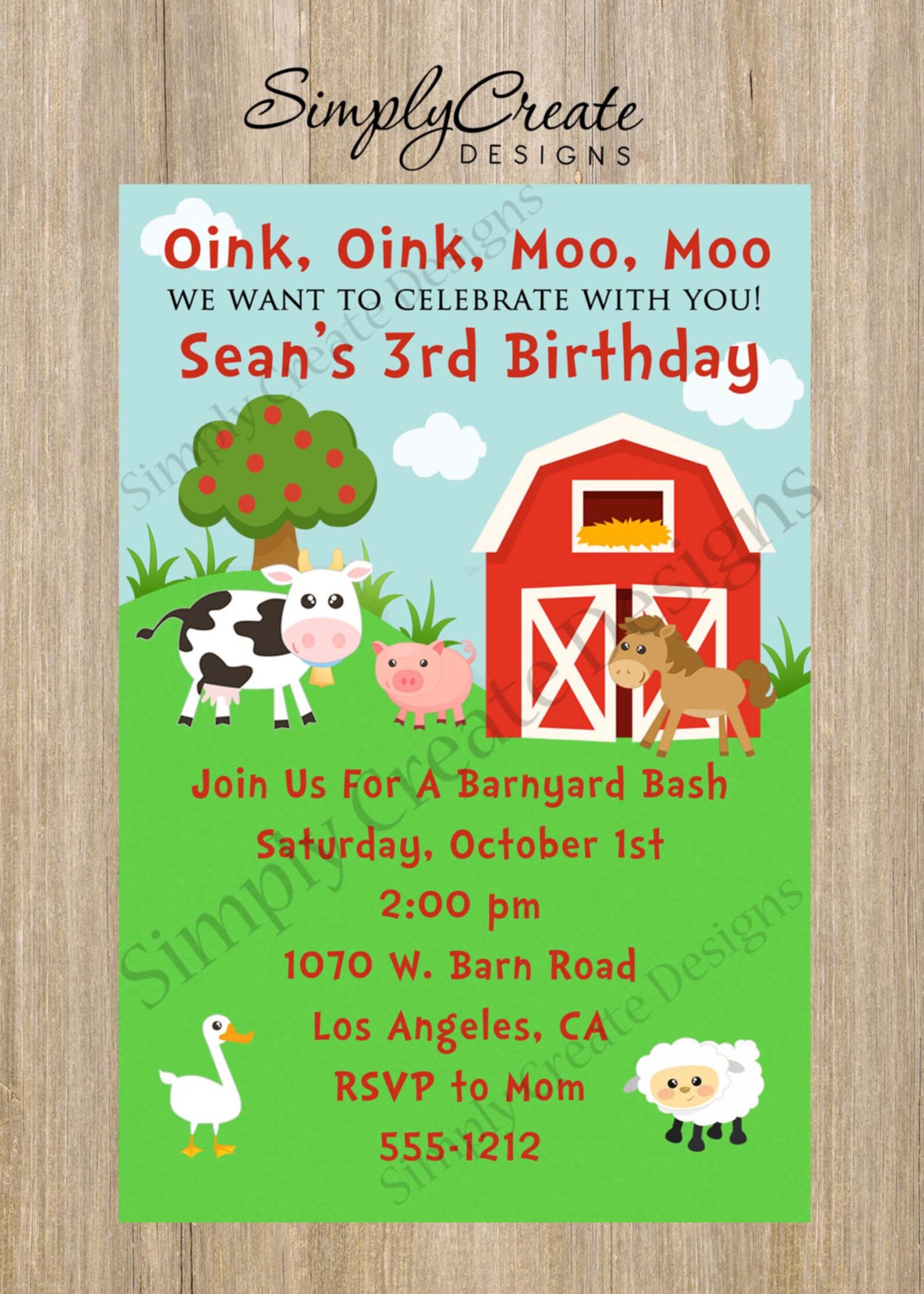 Farm Birthday Invitation Farm Invite DIGITAL File - Etsy