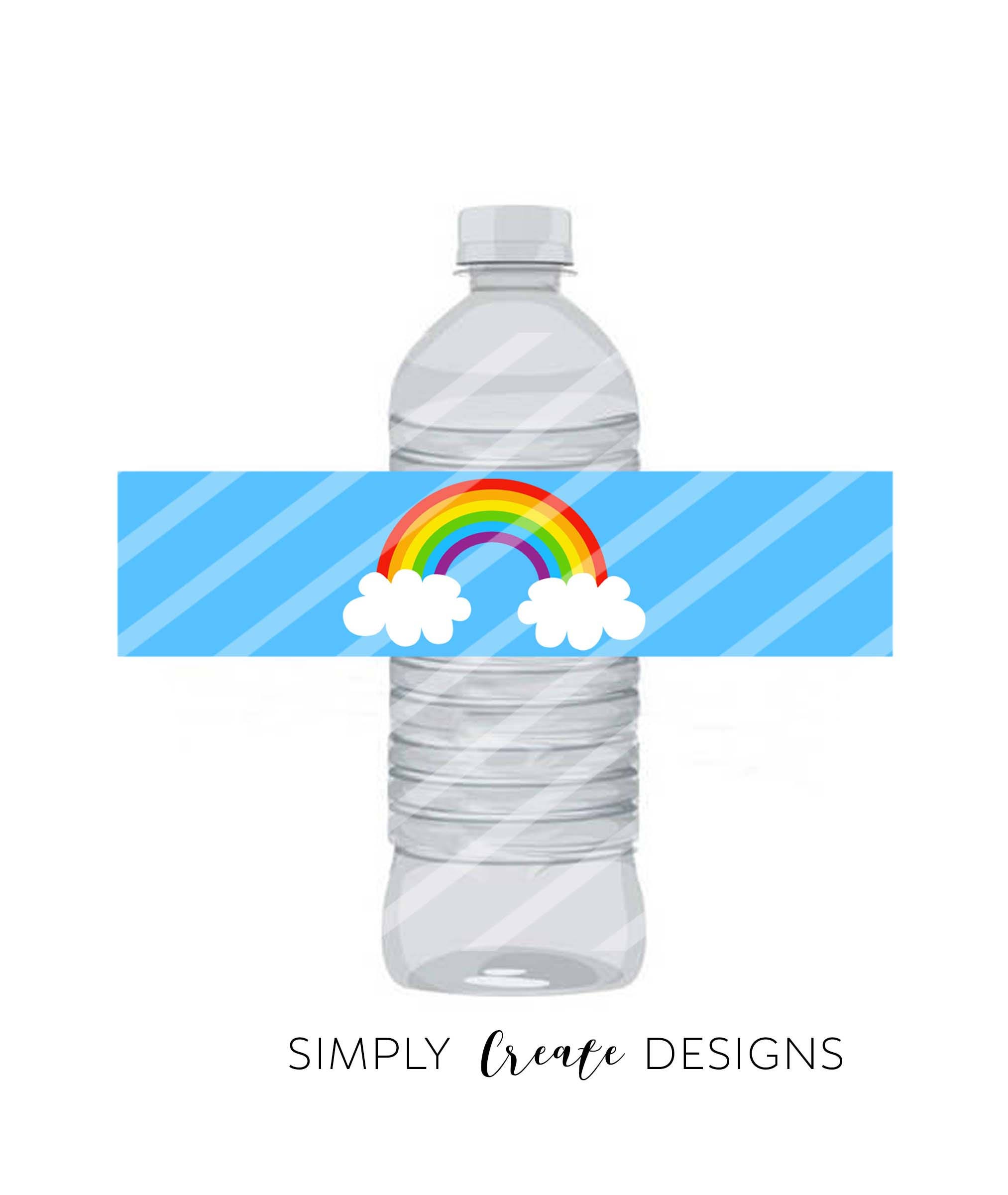 Rainbow Water Bottle Label 8.5x11 JPEG Sheet Instant Download - Etsy