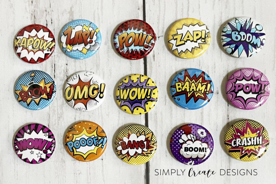 Superhero Buttons 15 Comic Book Theme 1 Inch Pinback Buttons - Etsy