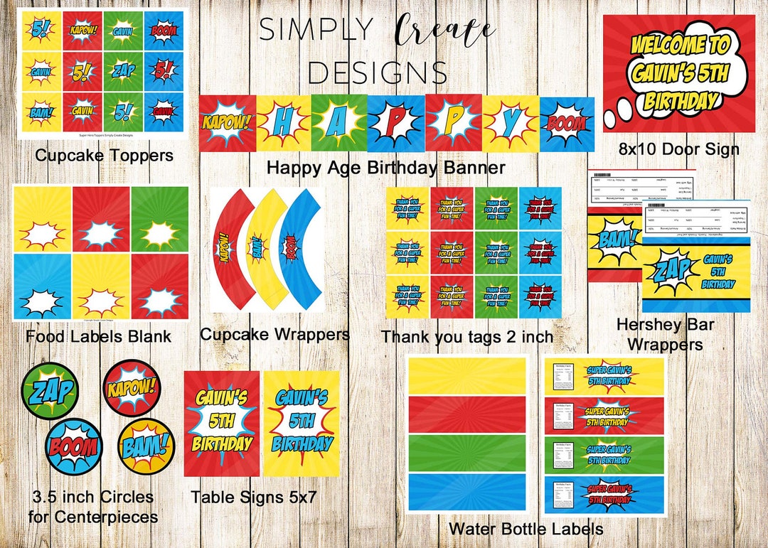 Superhero Party Package Digital Party NON Personalized PDF File INSTANT ...