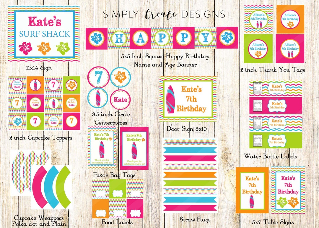 Beach Party Girl Beach Party Package Printable Party - Etsy