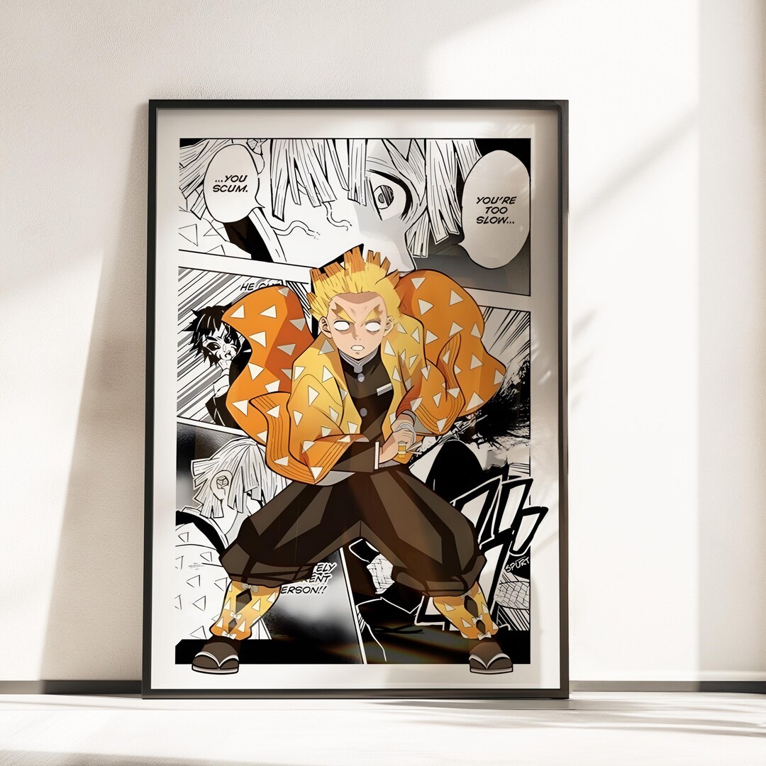 Zenitsu Thunder Breathing Poster Demon Slayer Anime Wall Art Kimetsu No ...