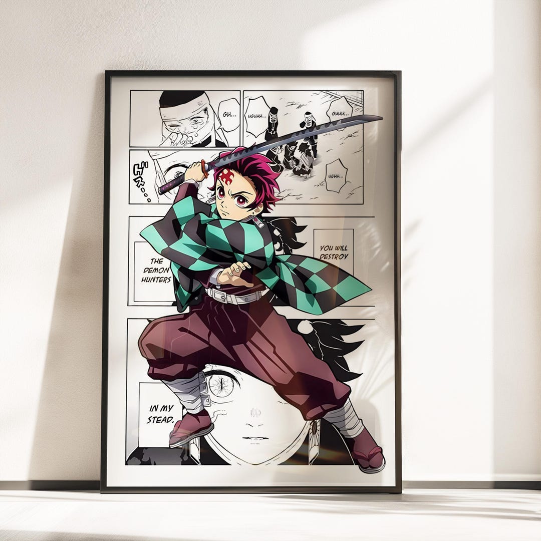 Tanjiro Kamado Demon Slayer Wall Art Print Kimetsu No Yaiba Manga Panel ...