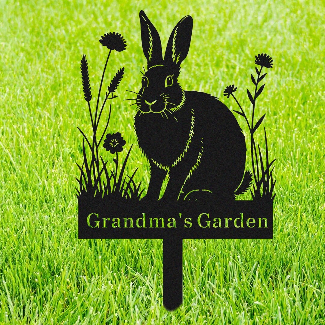 Custom Bunny Memorial Garden Sign | Rabbit Grave Marker | Metal Bunny ...