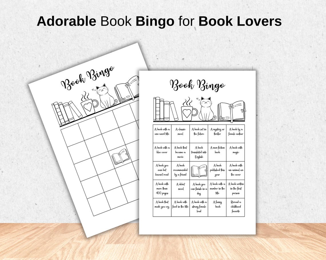 Book Bingo, Printable Book Bingo Card, Reading Challenge, Planner Page ...