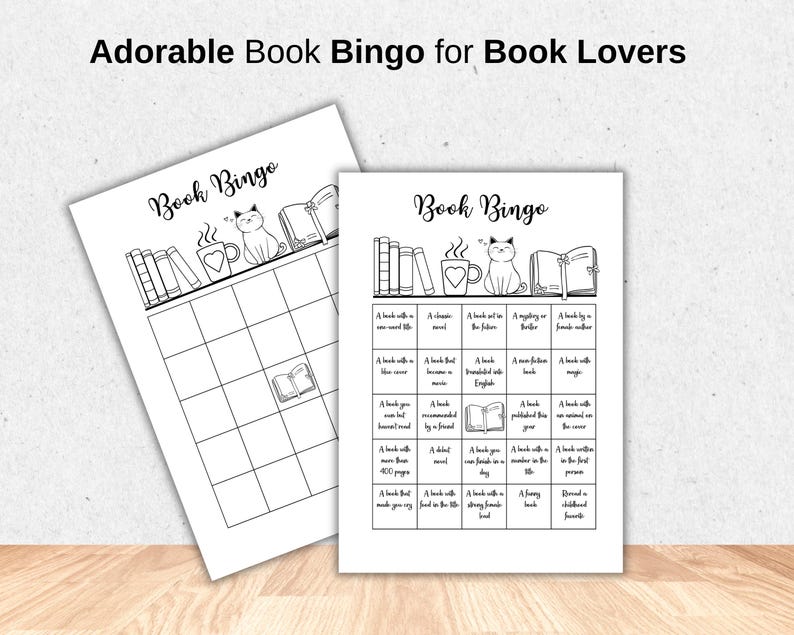 Book Bingo, Printable Book Bingo Card, Reading Challenge, Planner Page ...
