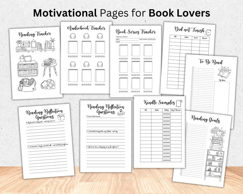 Reading Journal Bundle, Reading Planner Book, Printable Journal Pages ...