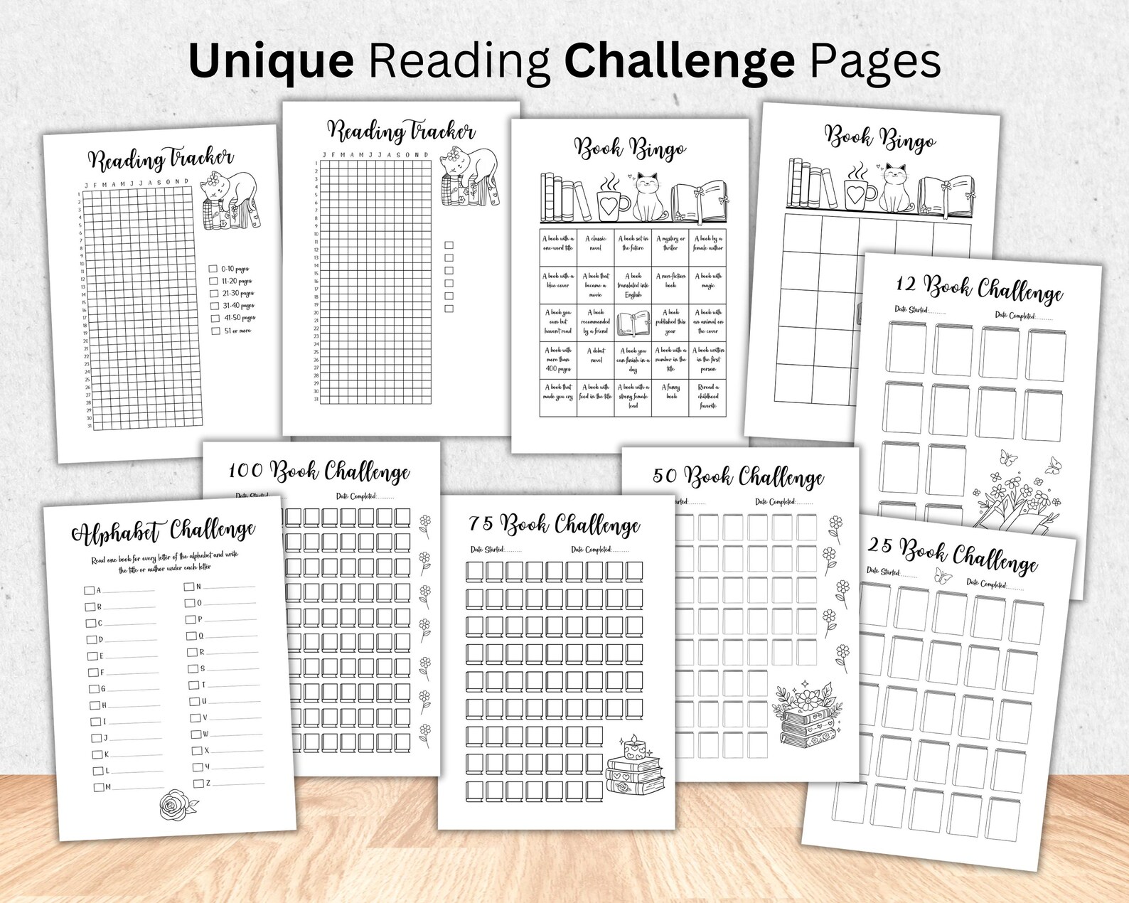 Reading Journal Bundle, Reading Planner Book, Printable Journal Pages ...