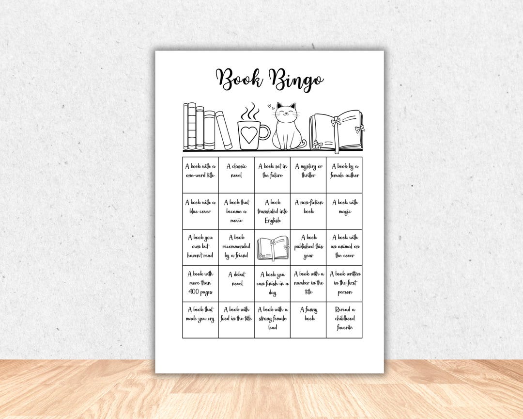 Book Bingo, Printable Book Bingo Card, Reading Challenge, Planner Page ...