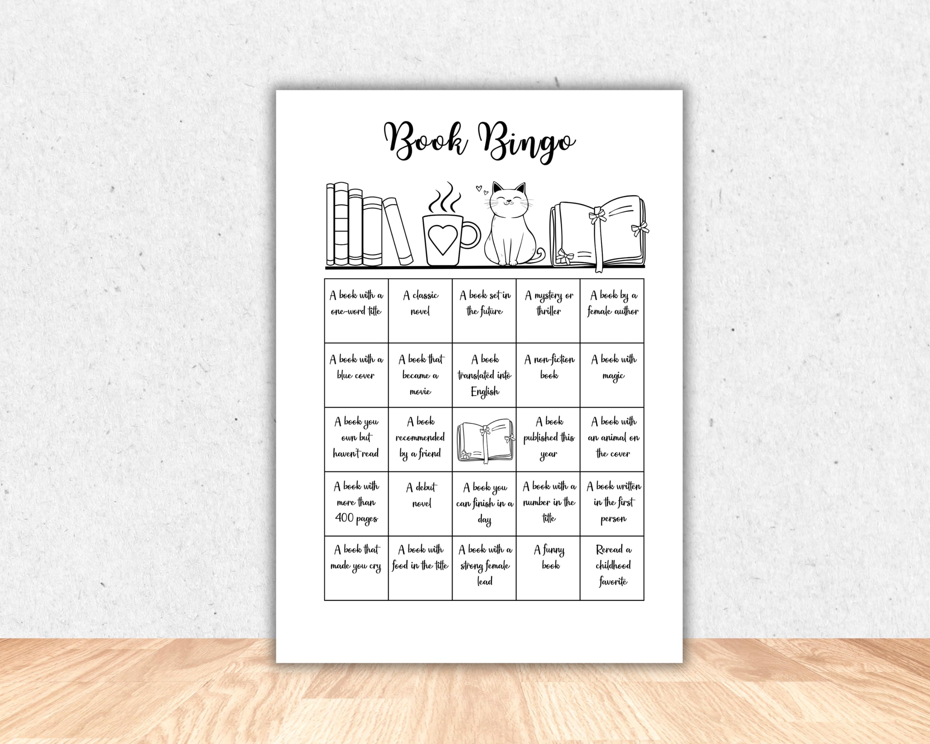 Book Bingo, Printable Book Bingo Card, Reading Challenge, Planner Page ...