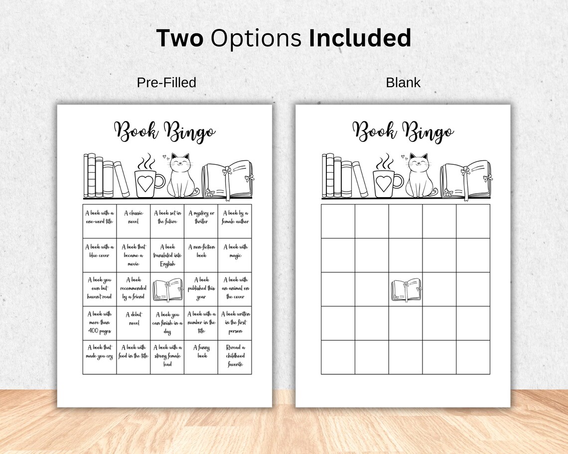 Book Bingo, Printable Book Bingo Card, Reading Challenge, Planner Page ...