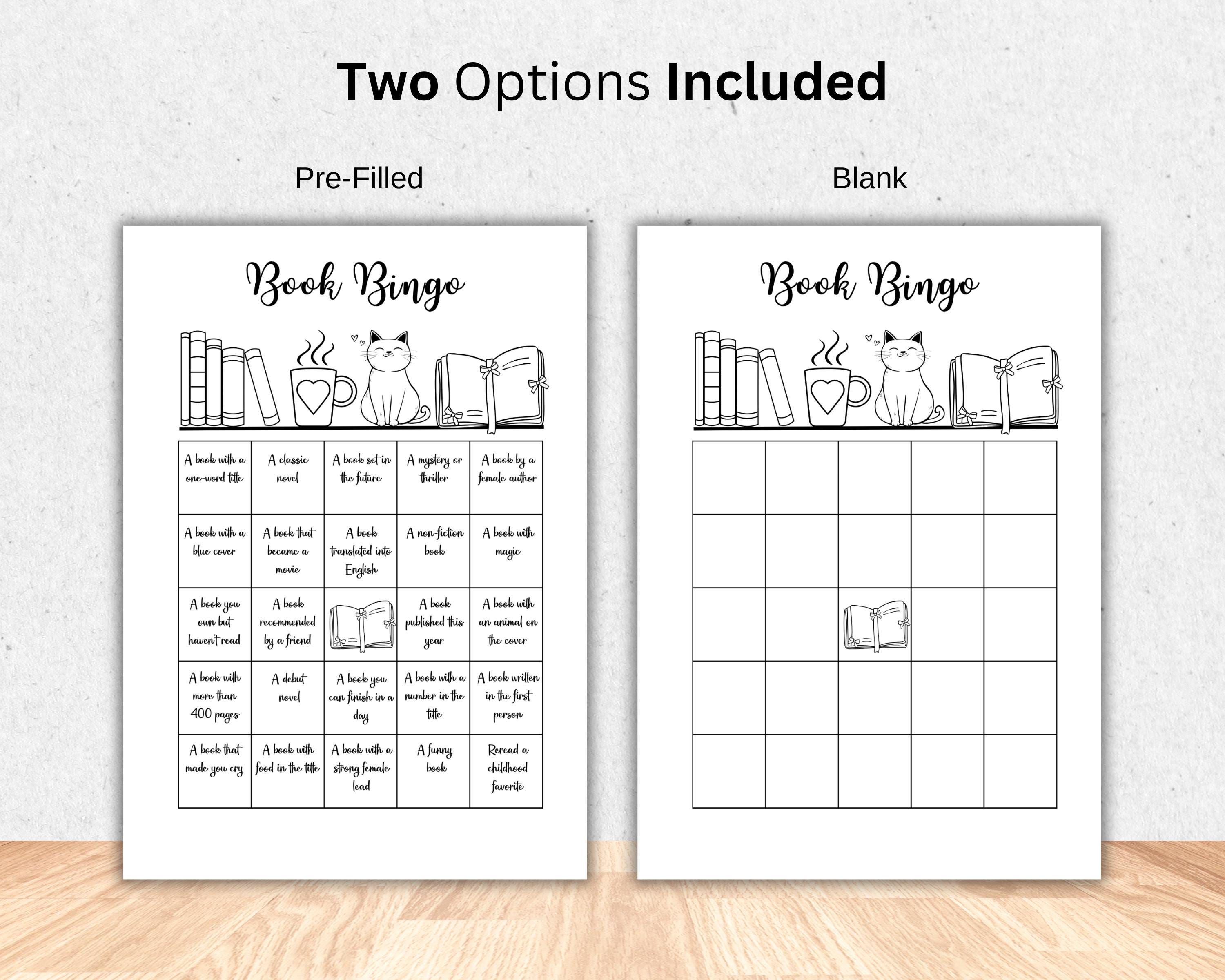 Book Bingo, Printable Book Bingo Card, Reading Challenge, Planner Page ...