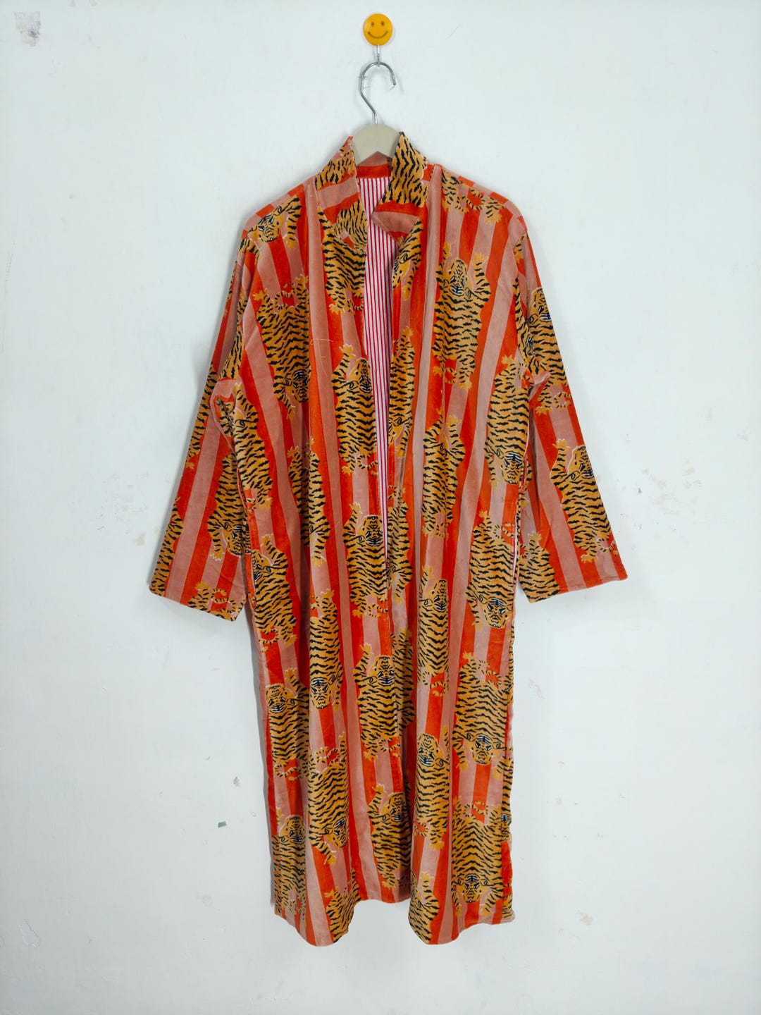 Tiger Print Cotton Kimono Robe | Hand Block Printed Indian Robe | Boho ...