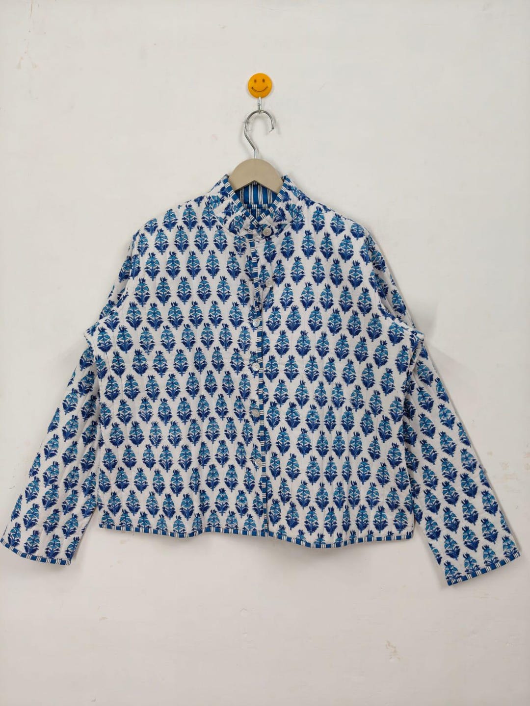 Hand Block Print Cotton Quilted Jacket, Floral Block Print Jacket ...