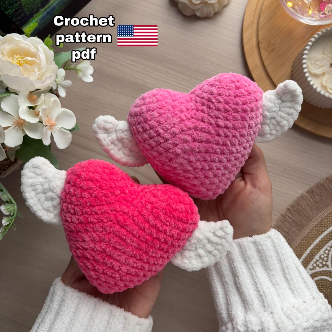Valentine S Day Amigurumi Crochet Pattern Heart With Wings Pdf English