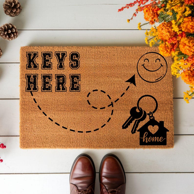 Funny Keys Here Doormat, Coir Key Reminder Welcome Mat, Housewarming ...