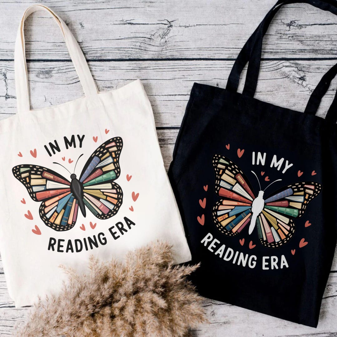 In My Reading Era Tote Bag: Butterfly Books, Literary Gift - Etsy