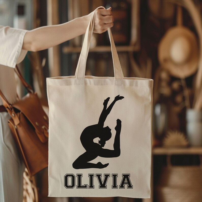 Personalized Gymnastics Tote Bag: Custom Name, Gymnast Silhouette - Etsy