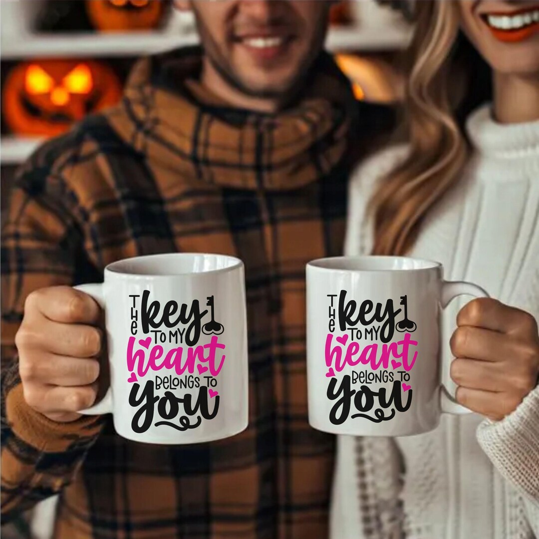 Couples Coffee Mug Set, the Key to My Heart Mug, Matching Couple Mugs ...