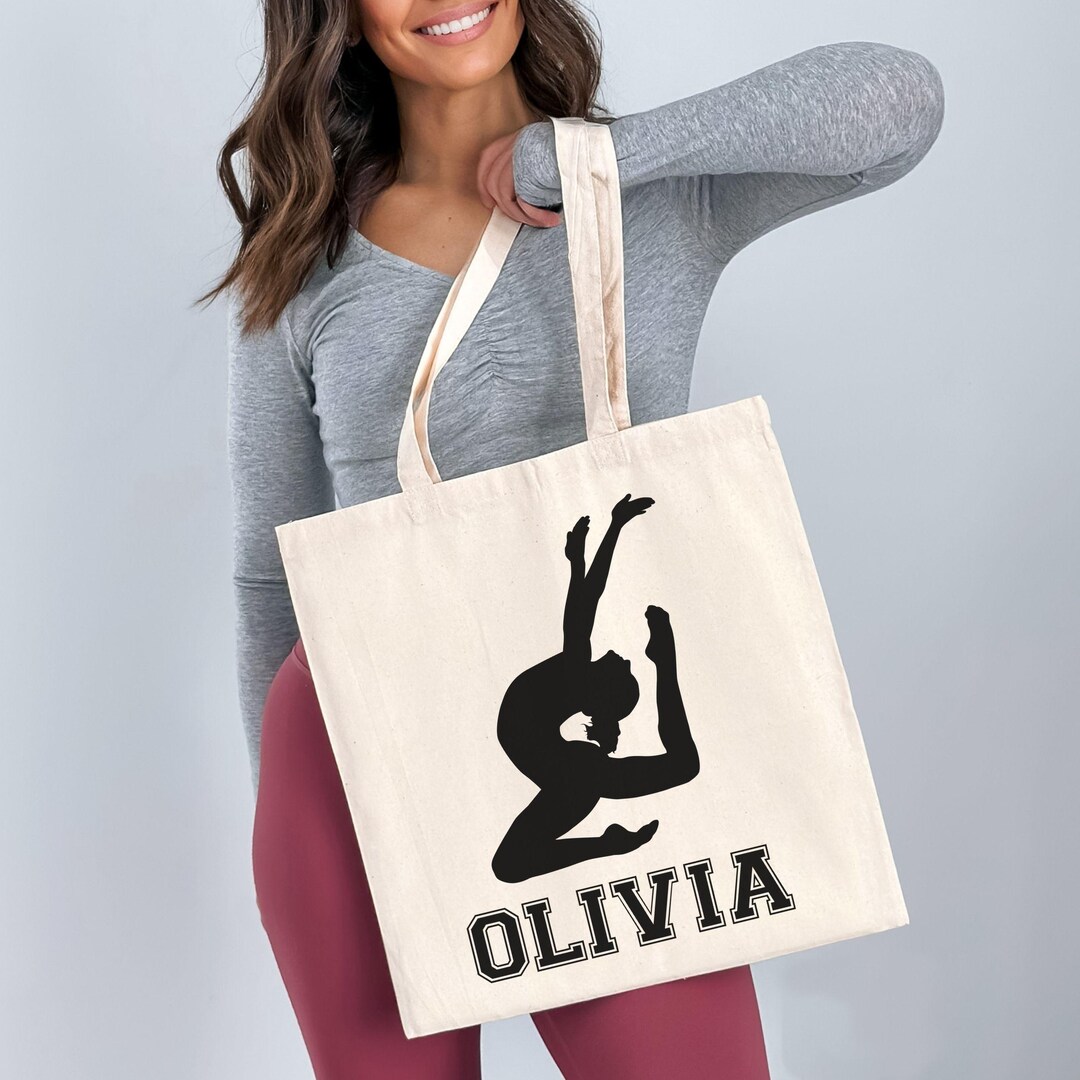 Personalized Gymnastics Tote Bag: Custom Name, Gymnast Silhouette - Etsy