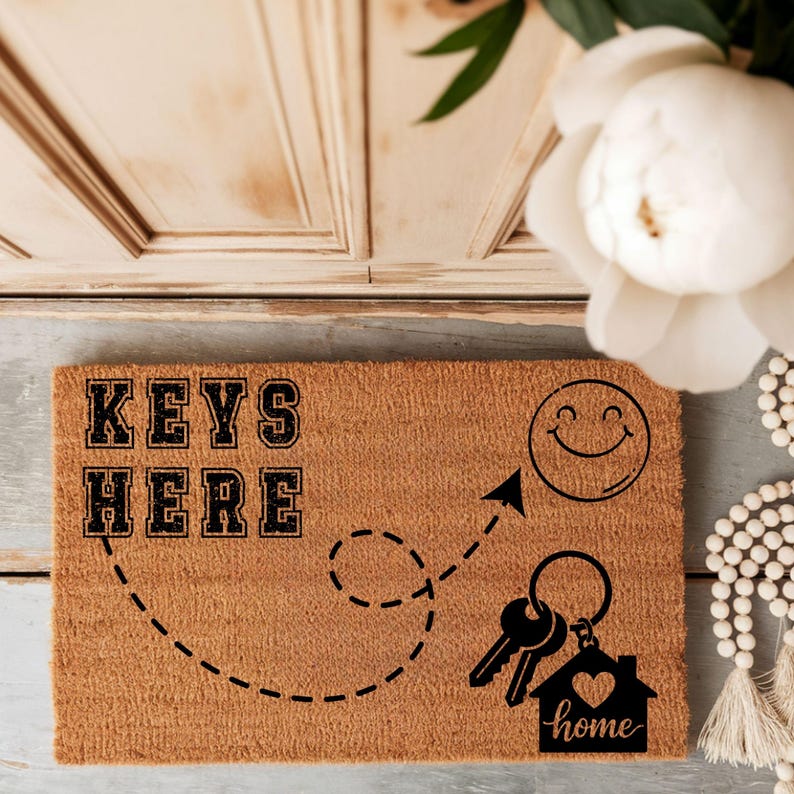 Funny Keys Here Doormat, Coir Key Reminder Welcome Mat, Housewarming ...