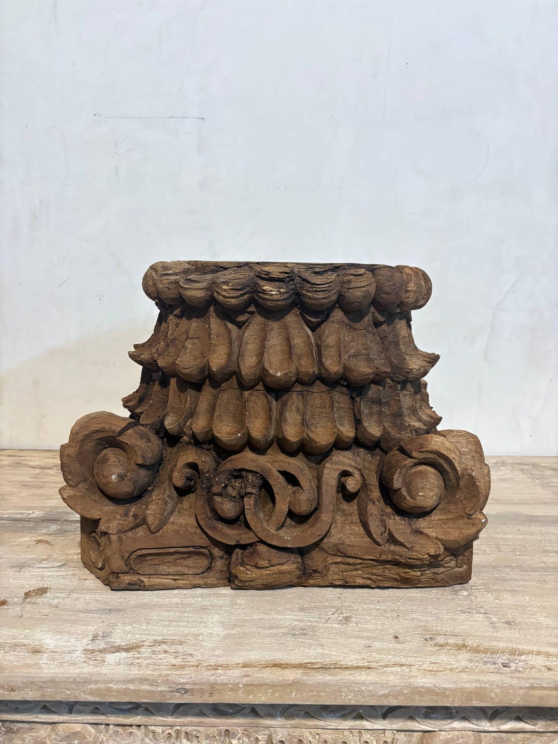 Antique Hand-carved Wooden Column Base: French Colonial Garden Stool - Etsy
