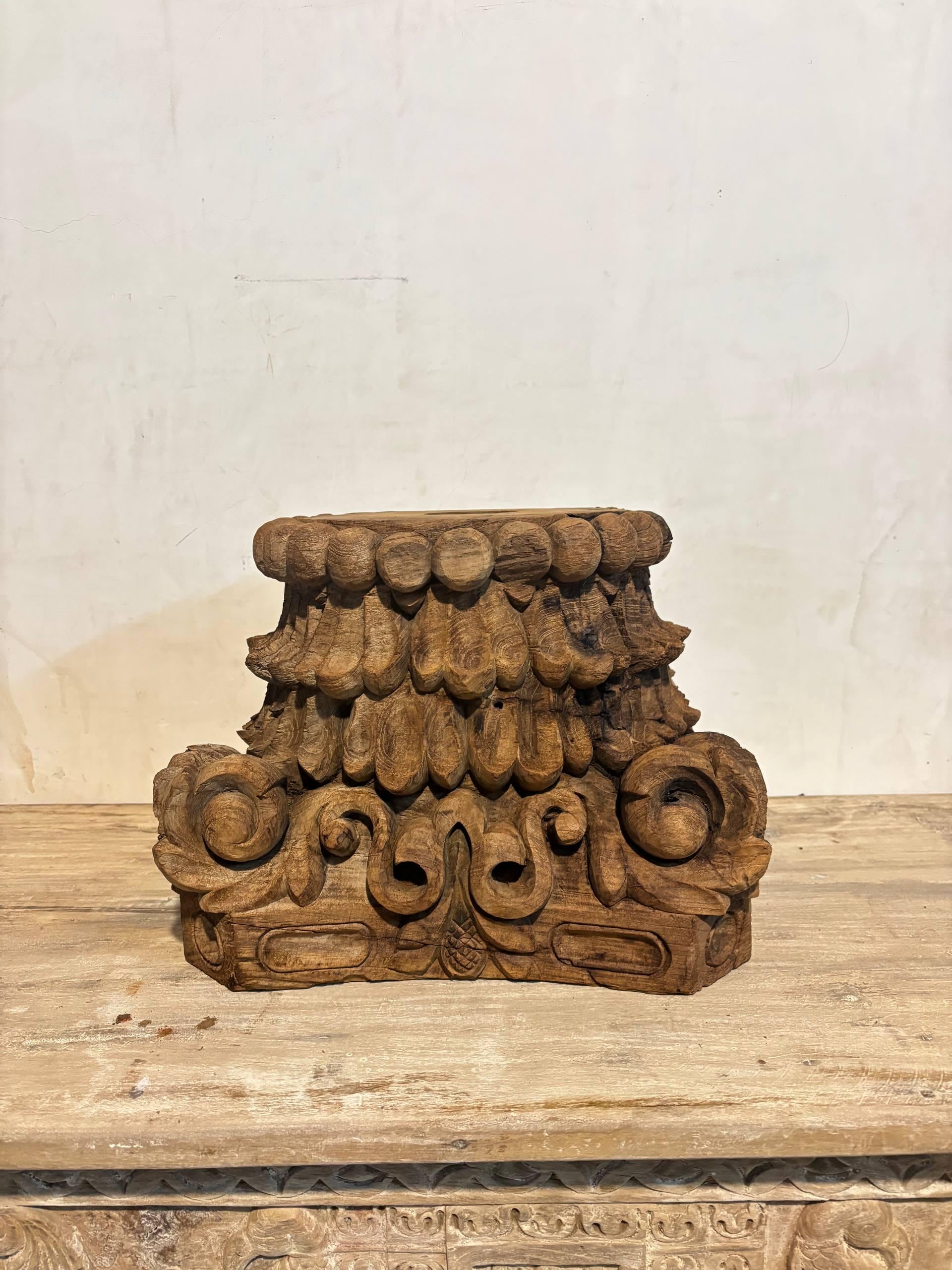 Antique Hand-carved Wooden Column Base: French Colonial Garden Stool - Etsy