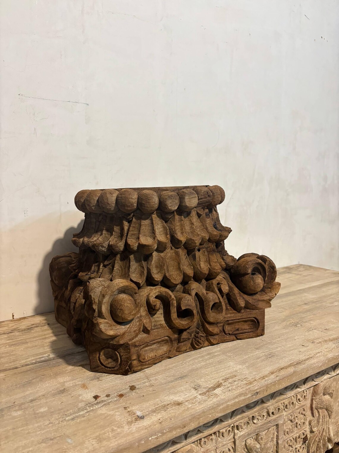 Antique Hand-carved Wooden Column Base: French Colonial Garden Stool - Etsy