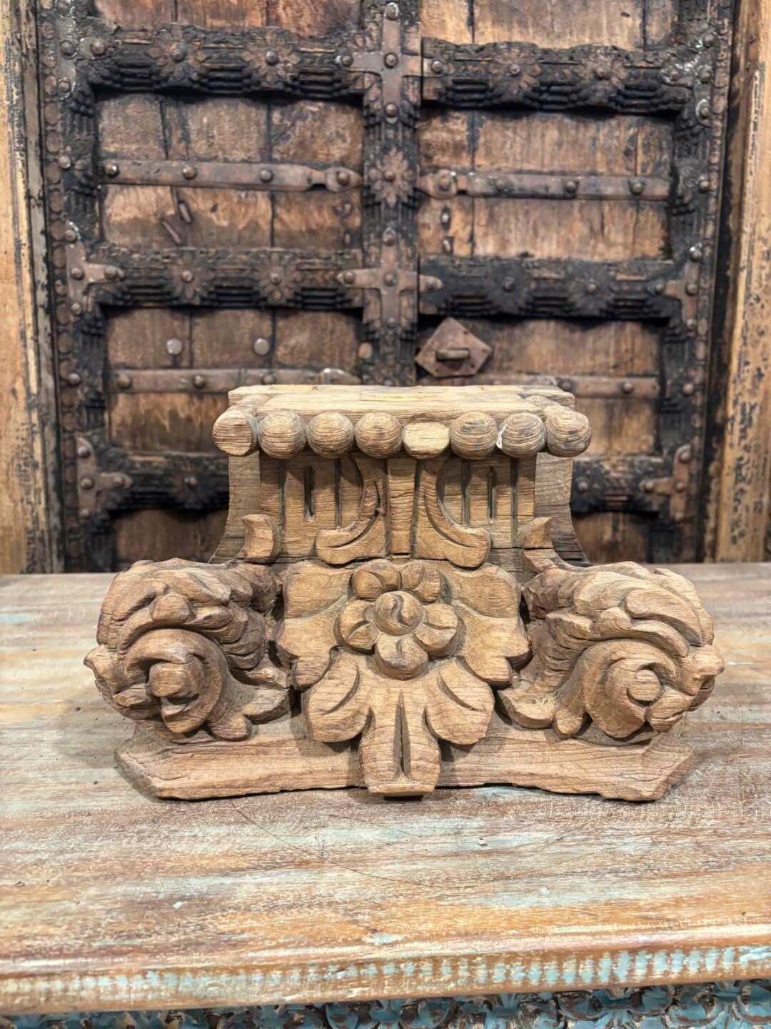 Antique Hand-carved Wood Column Base: French Colonial Garden Stool - Etsy