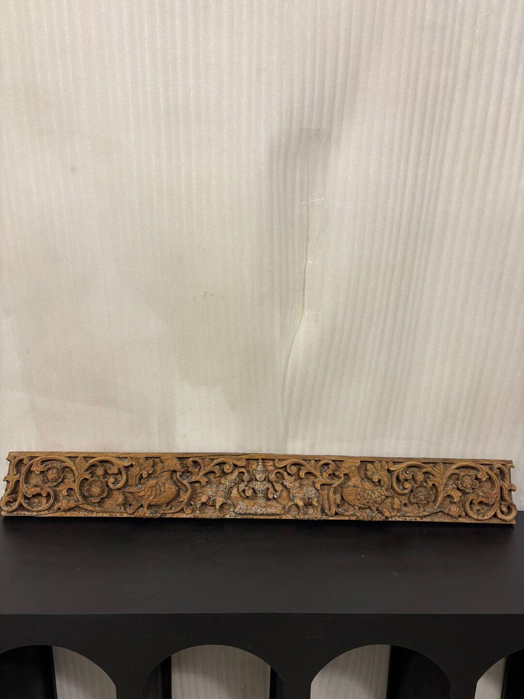 Hand-carved Wooden Lintel: Antique Temple Door Top, Floral Wall Art ...