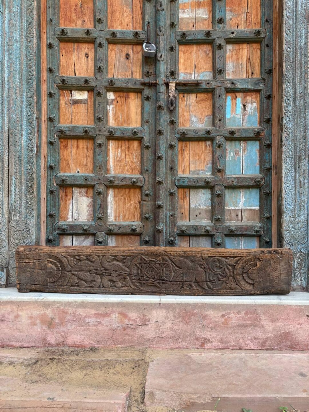 Hand-carved Wooden Lintel: Antique Temple Door Top, Floral Wall Art - Etsy