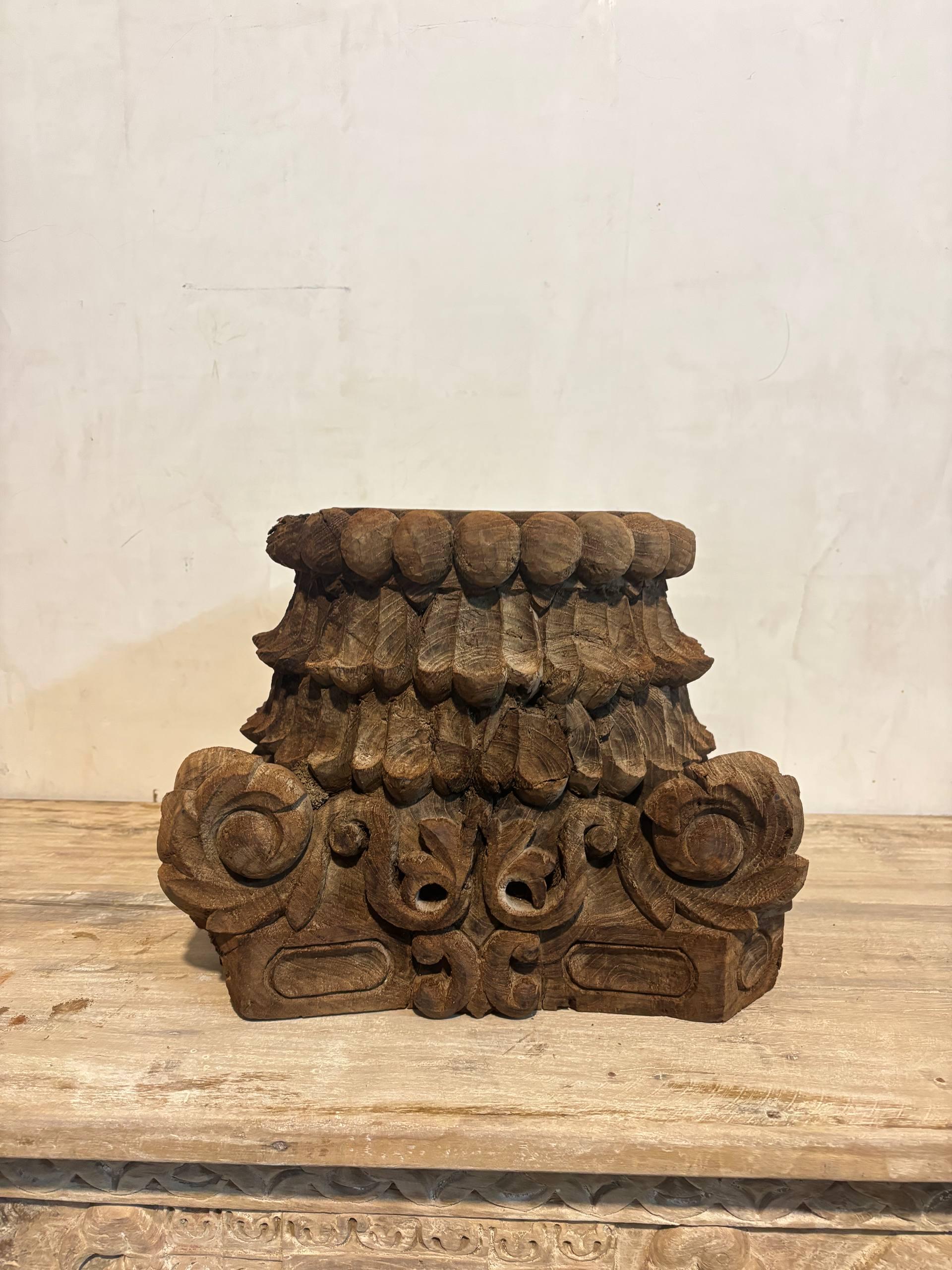 Antique Hand-carved Wooden Column Base: French Colonial Garden Stool - Etsy