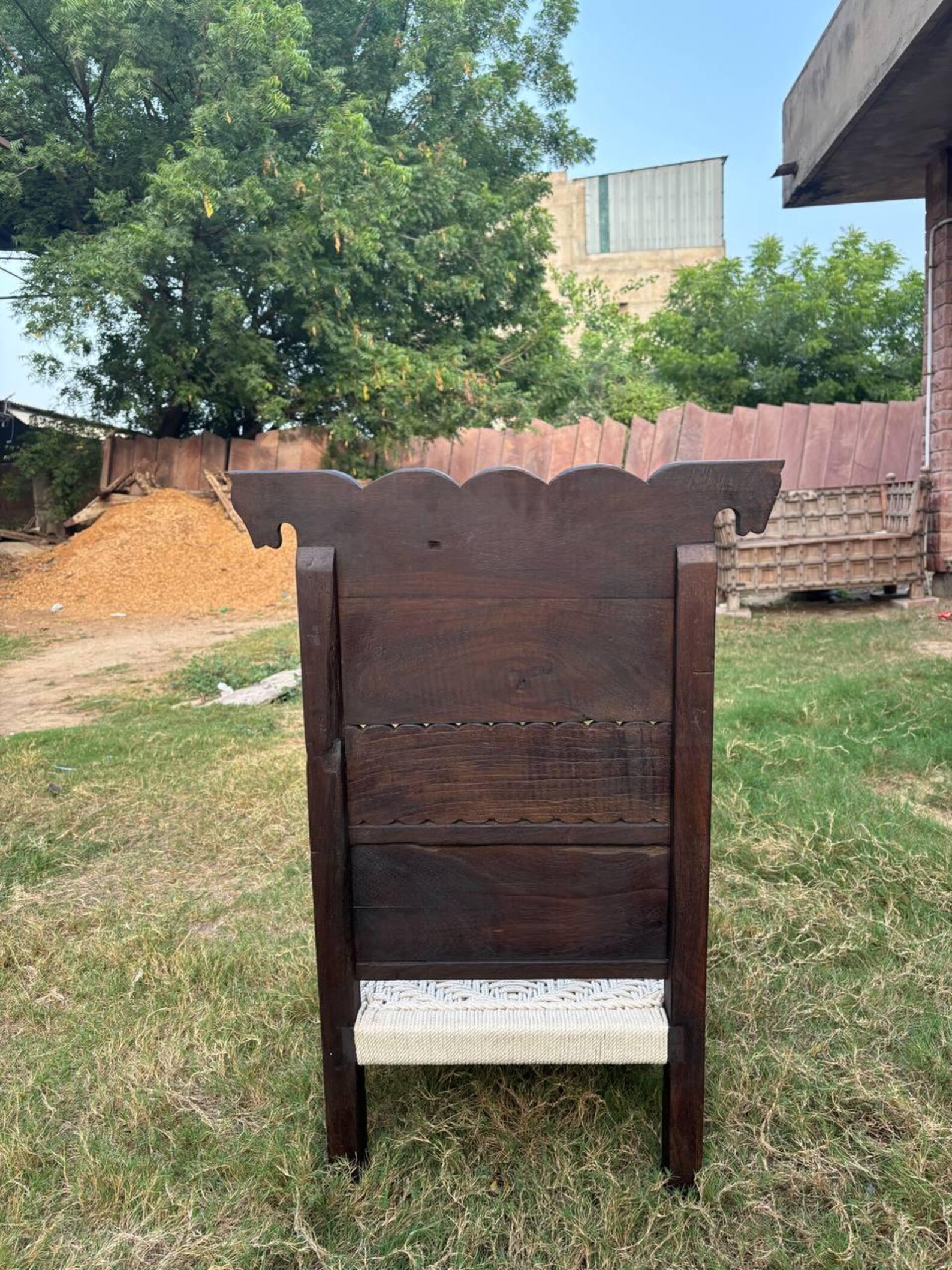 Hand-carved Teak Low Chair: Rajasthan Tribal Pida With Cotton Rope - Etsy