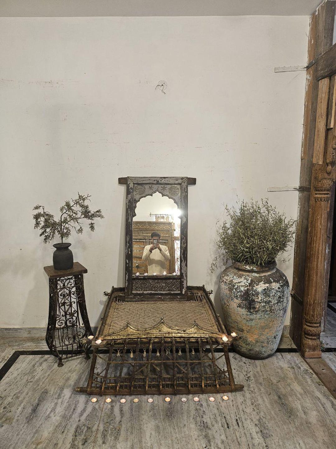 Antique Inspired India Mirror, Rustic White Wall Mirror, Mirror for ...