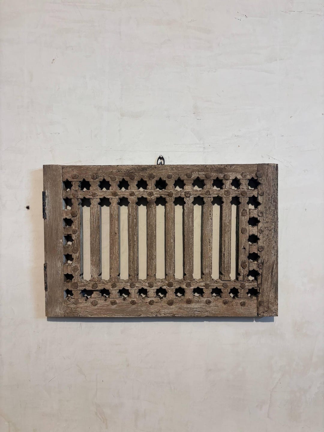Vintage Indian Wooden Jali Window | Hand Carved Rustic Wall Decor ...