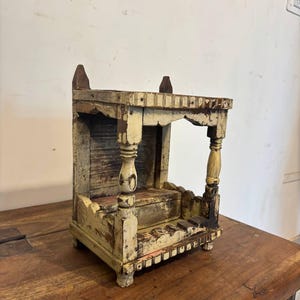 Antique Vintage Indian Wooden Temple | Handcrafted Hindu Altar Mandir ...