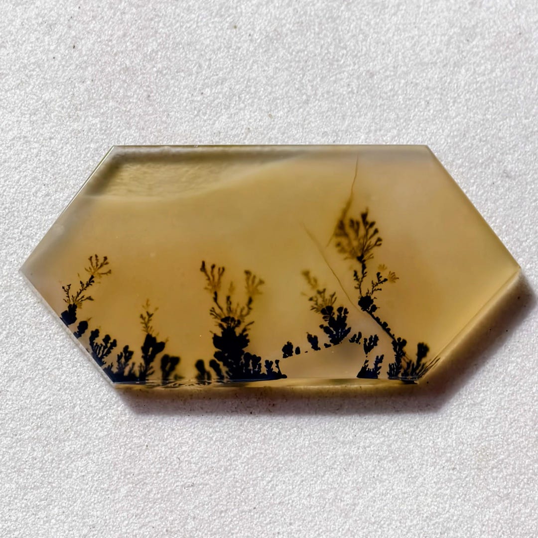 12 Cts Natural Shazar Dendritic Agate Cabochon Gemstone 33.7x16.2x2.3 ...