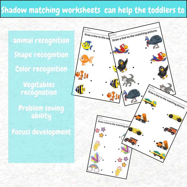 Shadow Matching Game, Preschool Activity, Educational Printable (PDF ...