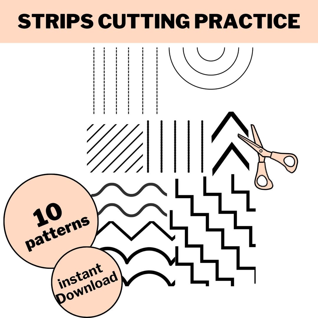 Preschool Cutting Scissor Skills Practice, Cutting Strips, Fine Motor ...