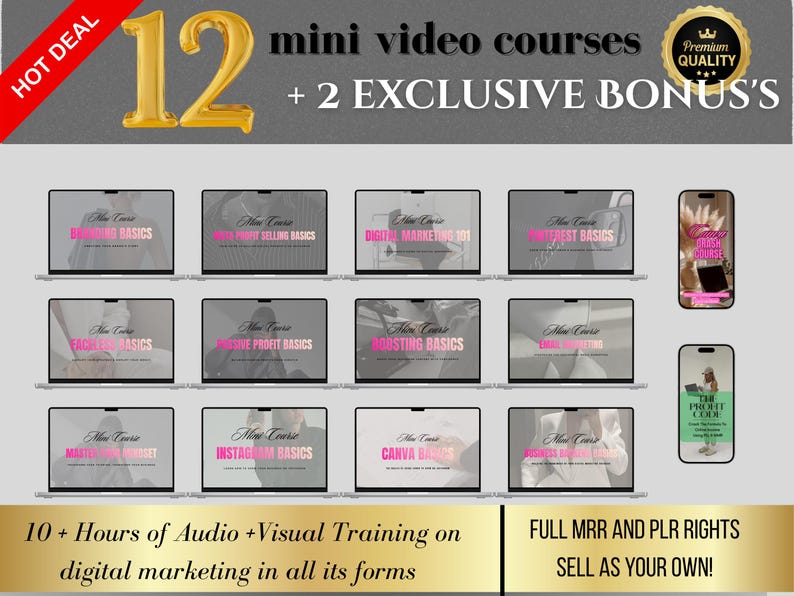12 Digital Marketing Mini Video Courses + BONUS Training Bundle | MRR ...