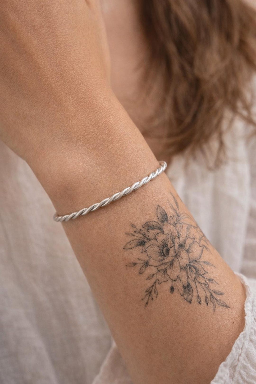 Minimalist Twisted Sterling Silver Bangle • Rope Style Bracelet - Etsy