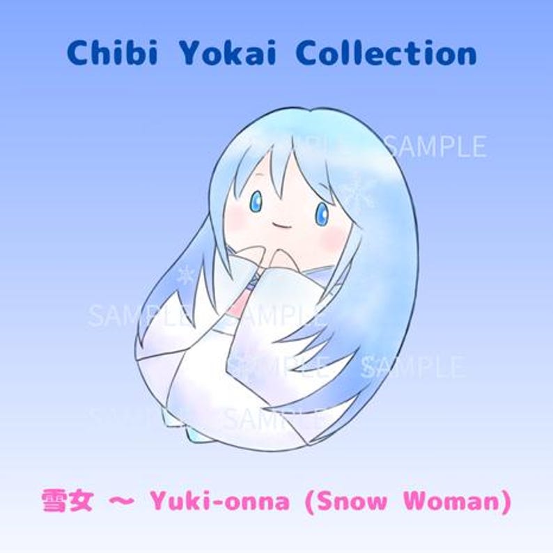 Chibi Yokai Clipart Set – Yuki-onna | Transparent PNG | Cute Japanese ...