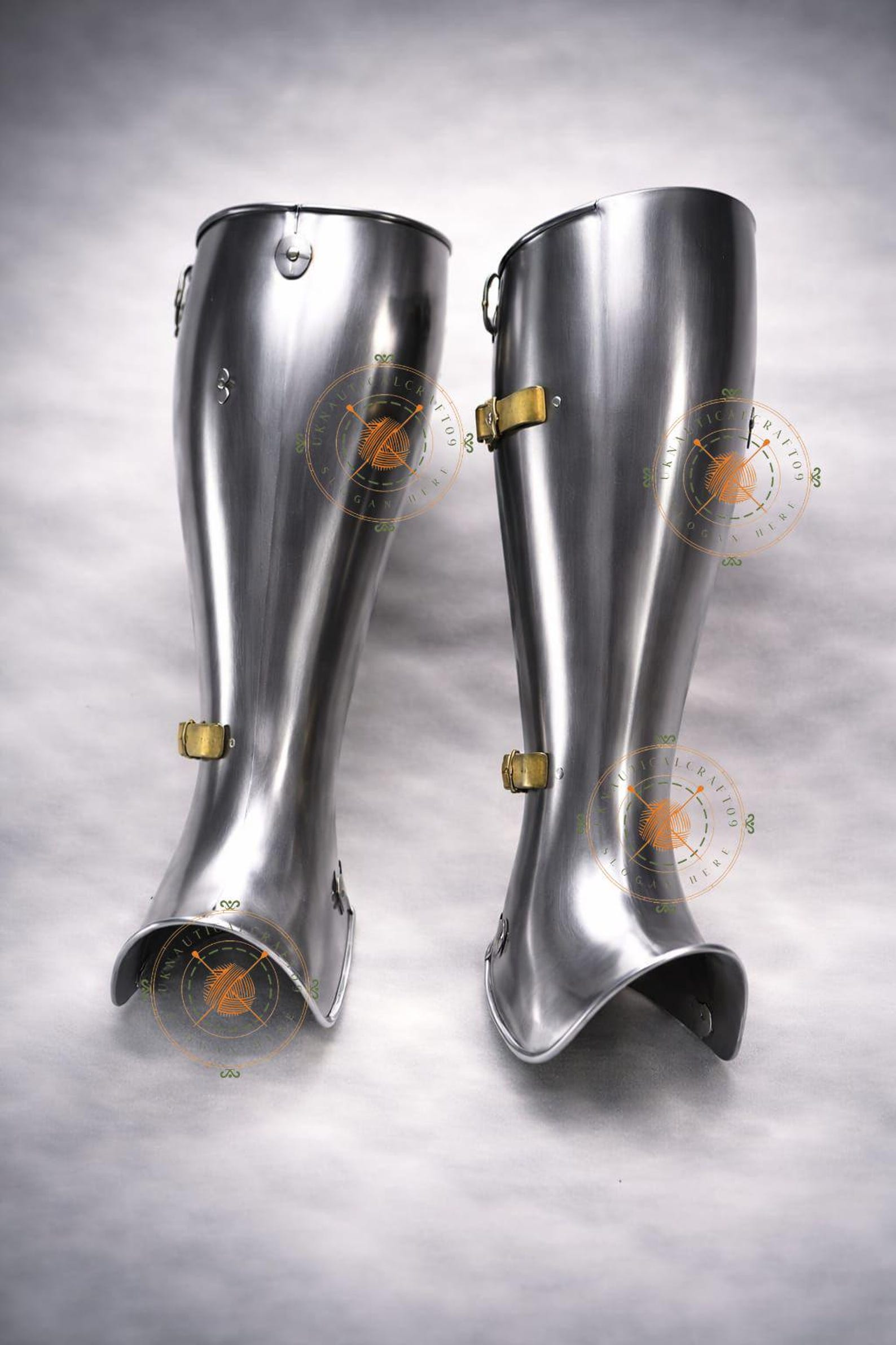 Medieval Gothic Steel Knight Leg Armor Greaves Sabatons Wearable ...