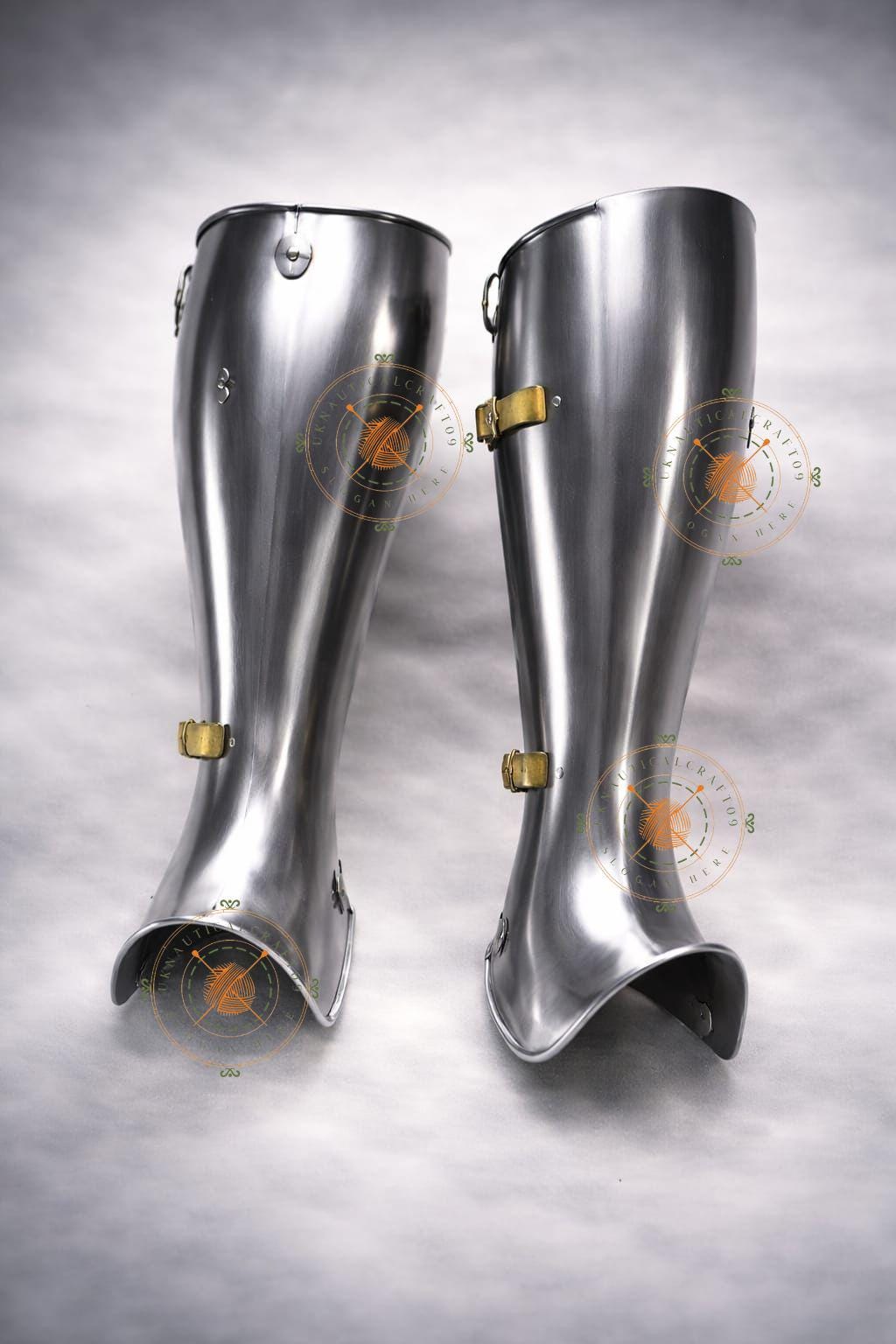 Medieval Gothic Steel Knight Leg Armor Greaves Sabatons Wearable ...
