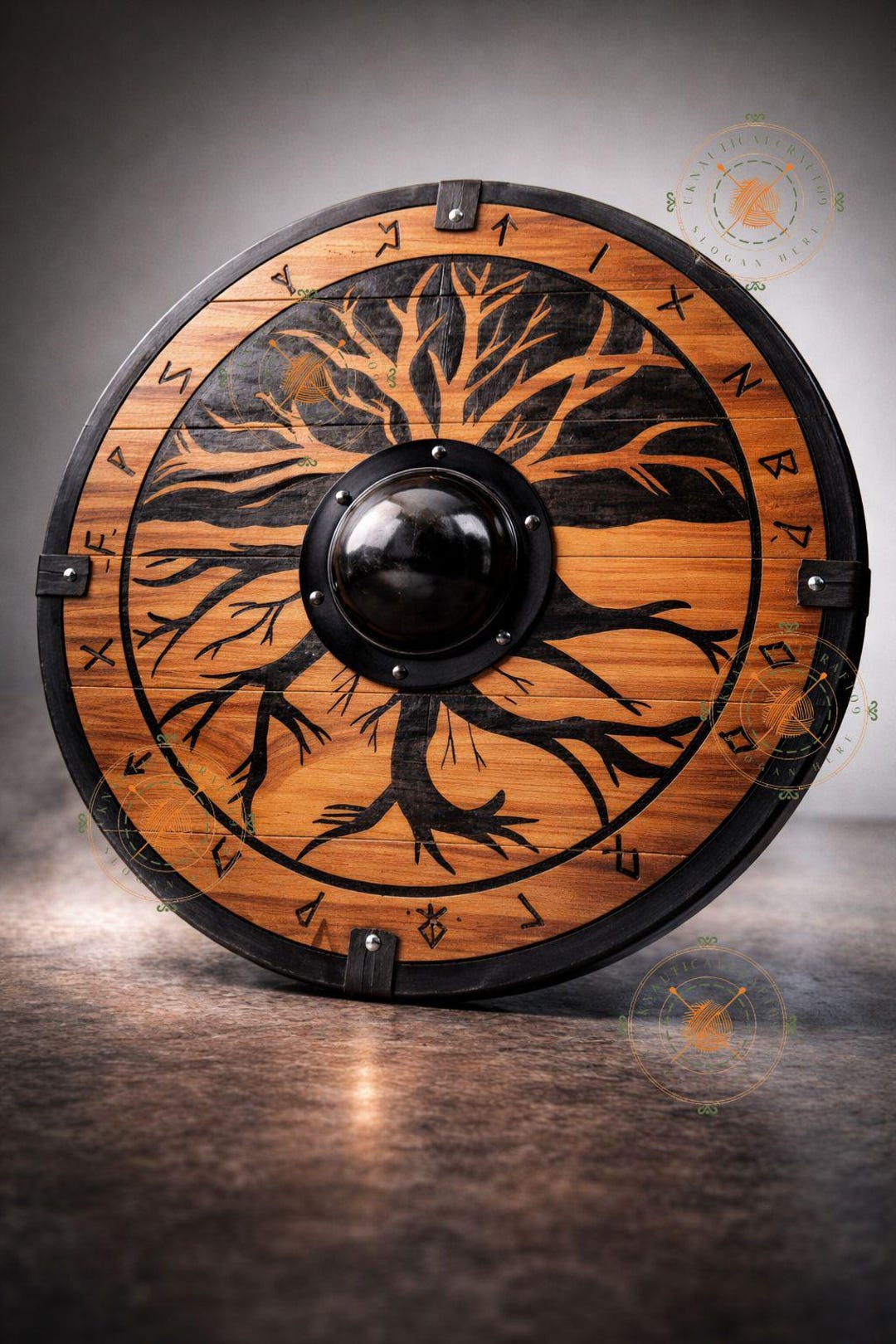 Norse Compass Viking Shield Wooden Shield Battle-ready Design Viking ...