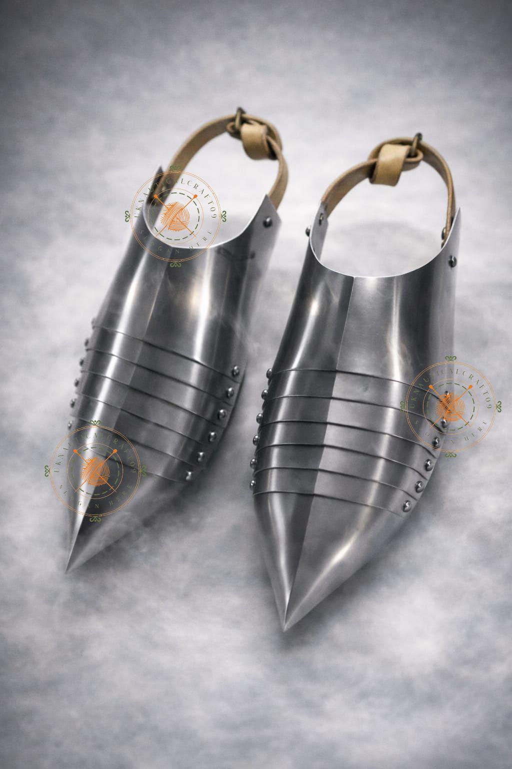 Medieval Gothic Steel Knight Leg Armor Greaves Sabatons Wearable ...